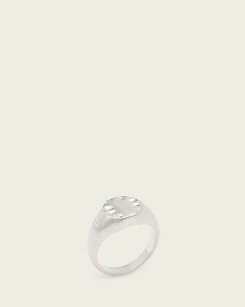 Jake Oval Textured Signet Ring WARM SILVER | ALLSAINTS